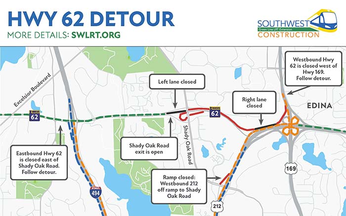 Highway 62 cerrada desde el jueves por la noche hasta el fin de semana